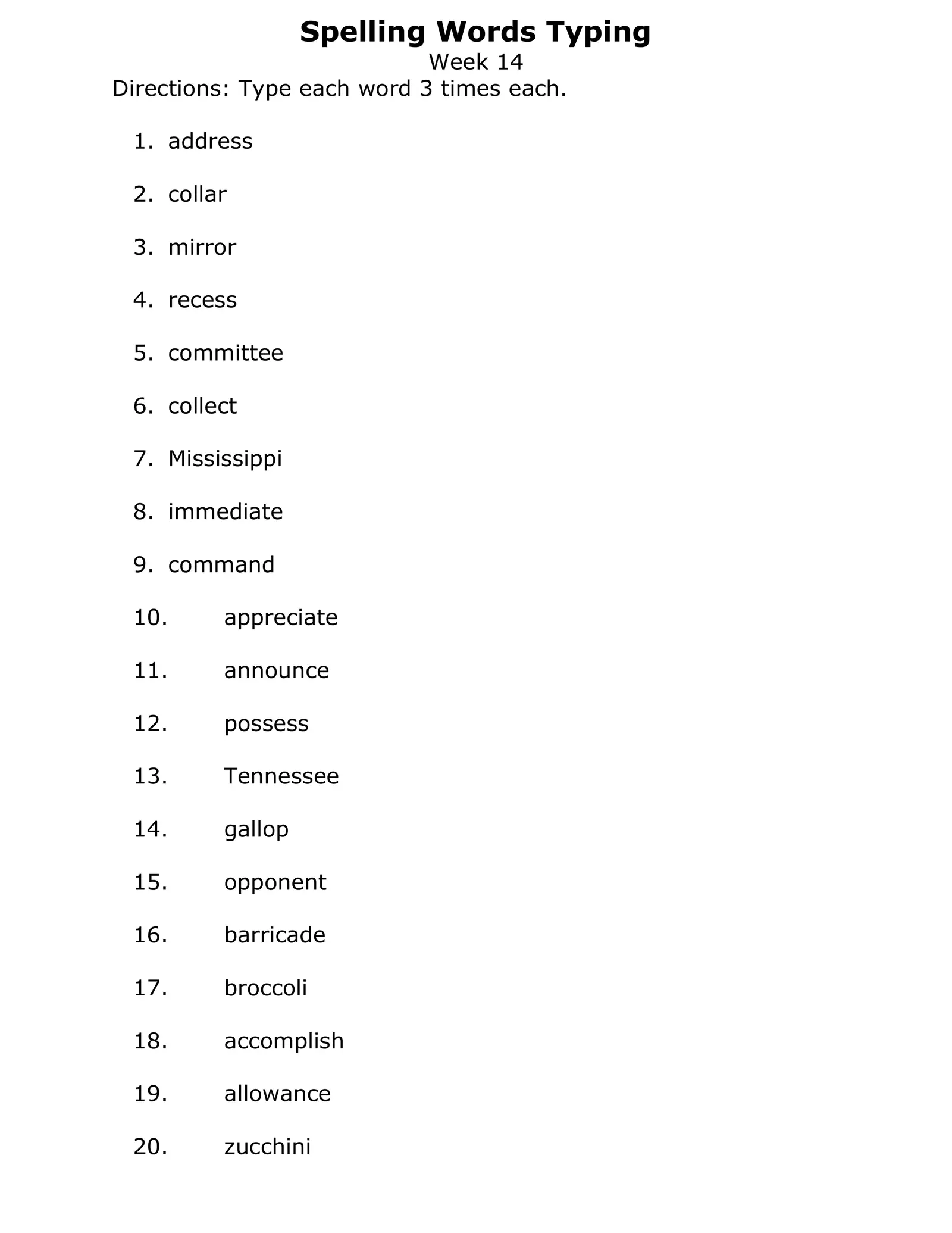 Spelling wk 14 Typing Interactive Worksheet – Edform