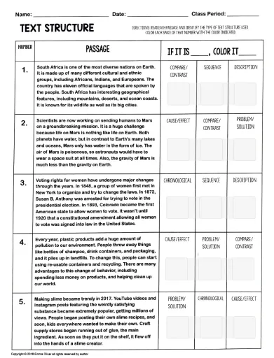 Text Structure Practice Interactive Worksheet – Edform