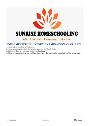 ENDSEMESTER III YEAR 11 HISTORY PP1 Interactive Worksheet – Edform
