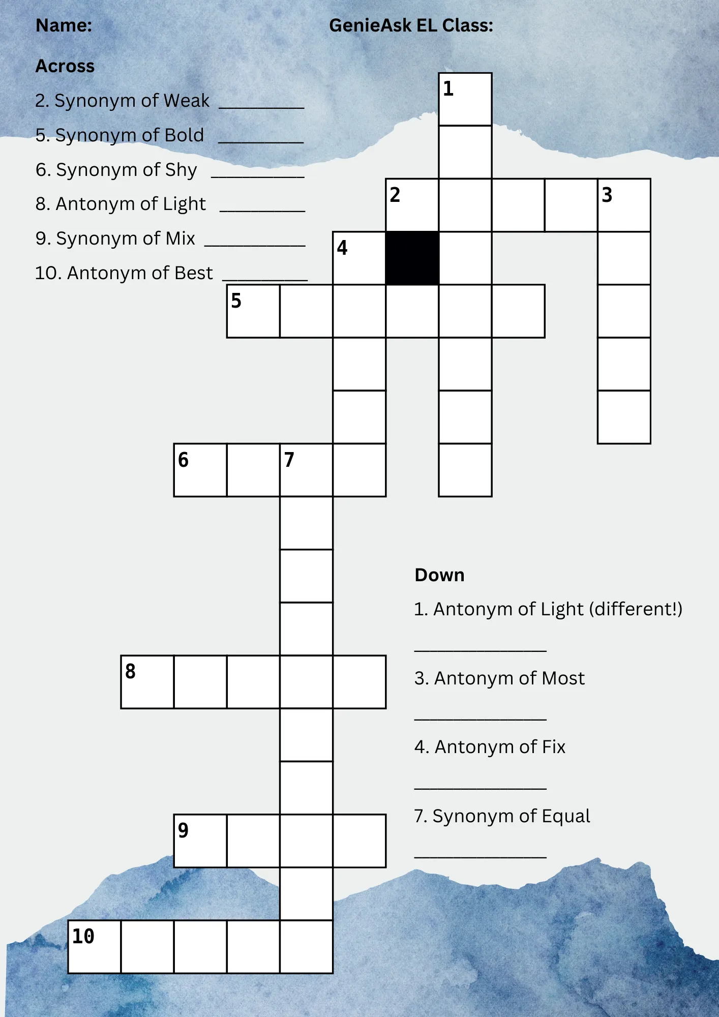 Antonym Word Search Puzzles