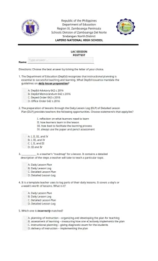 Posttest L;AC SESSION 1 Interactive Worksheet – Edform