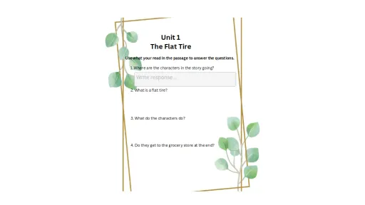 Unit 1 The Flat Tire Interactive Worksheet – Edform