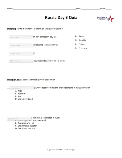 RUSSIA~3 Interactive Worksheet – Edform