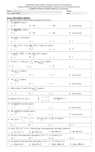 COMPLETION EXAM in Math 01 (Calculus) (1st SEM 2020 2021) p1 ...