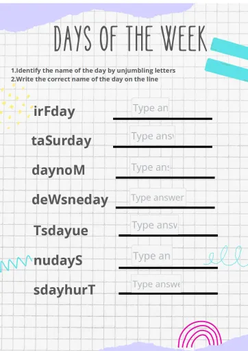 DAYS OF THE WEEK Interactive Worksheet – Edform