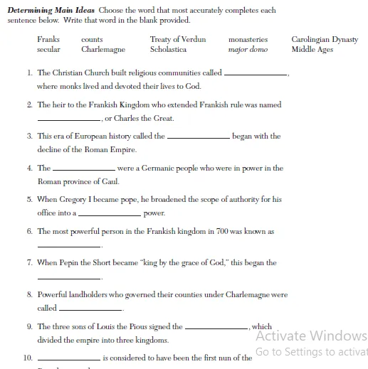 Middle ages exercise Interactive Worksheet – Edform