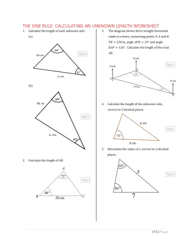 Sine Rule (Unknown Length) Worksheet Interactive Worksheet – Edform