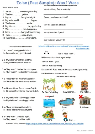 To be (Past Simple) was were. Interactive Worksheet – Edform