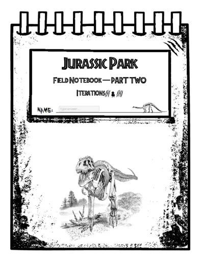 "Jurassic Park" Iterations 3 & 4 Novel Field Notebook Interactive ...