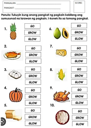 Food Groups Worksheets Grade 1