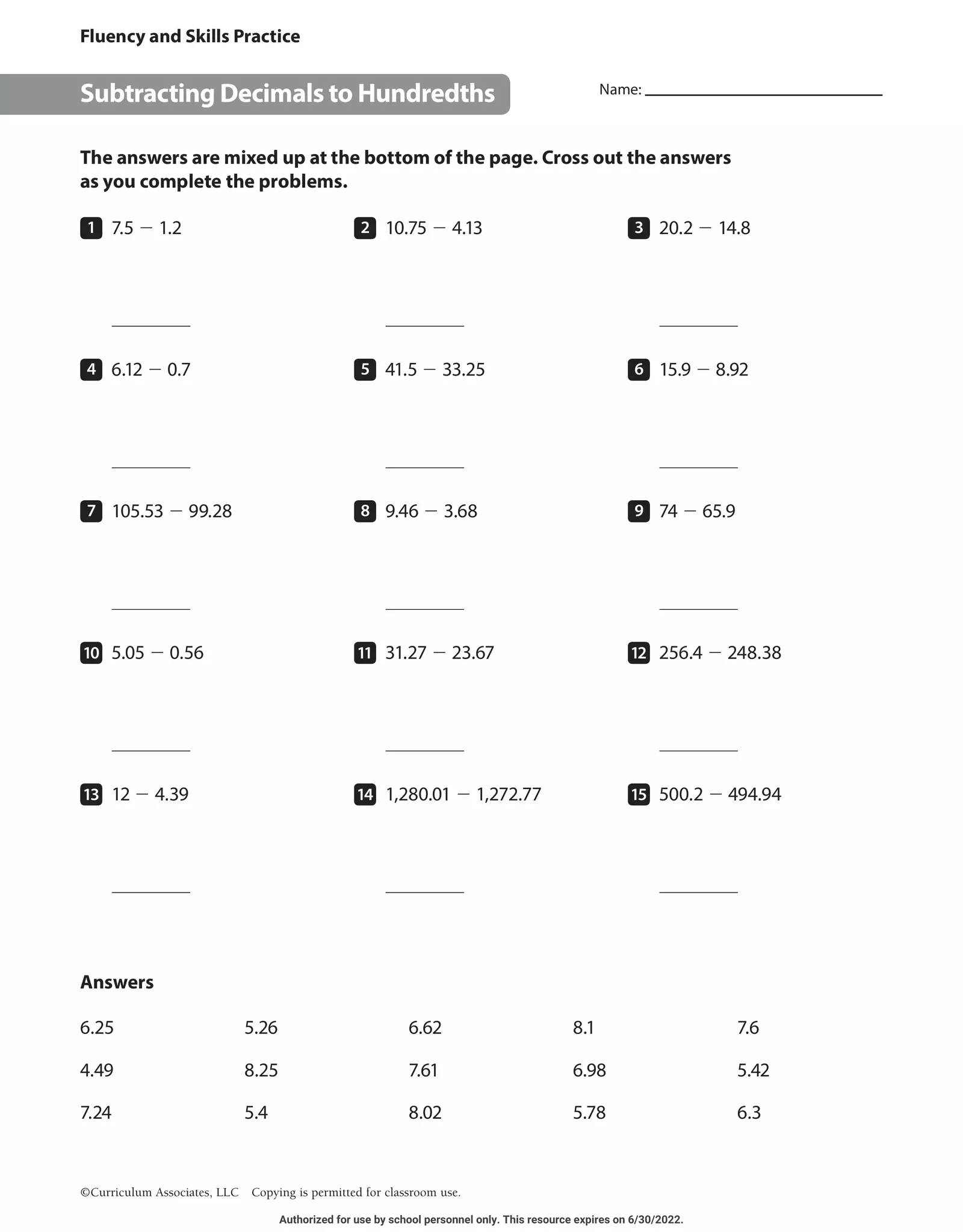 subtracting decimals 1 Interactive Worksheet – Edform