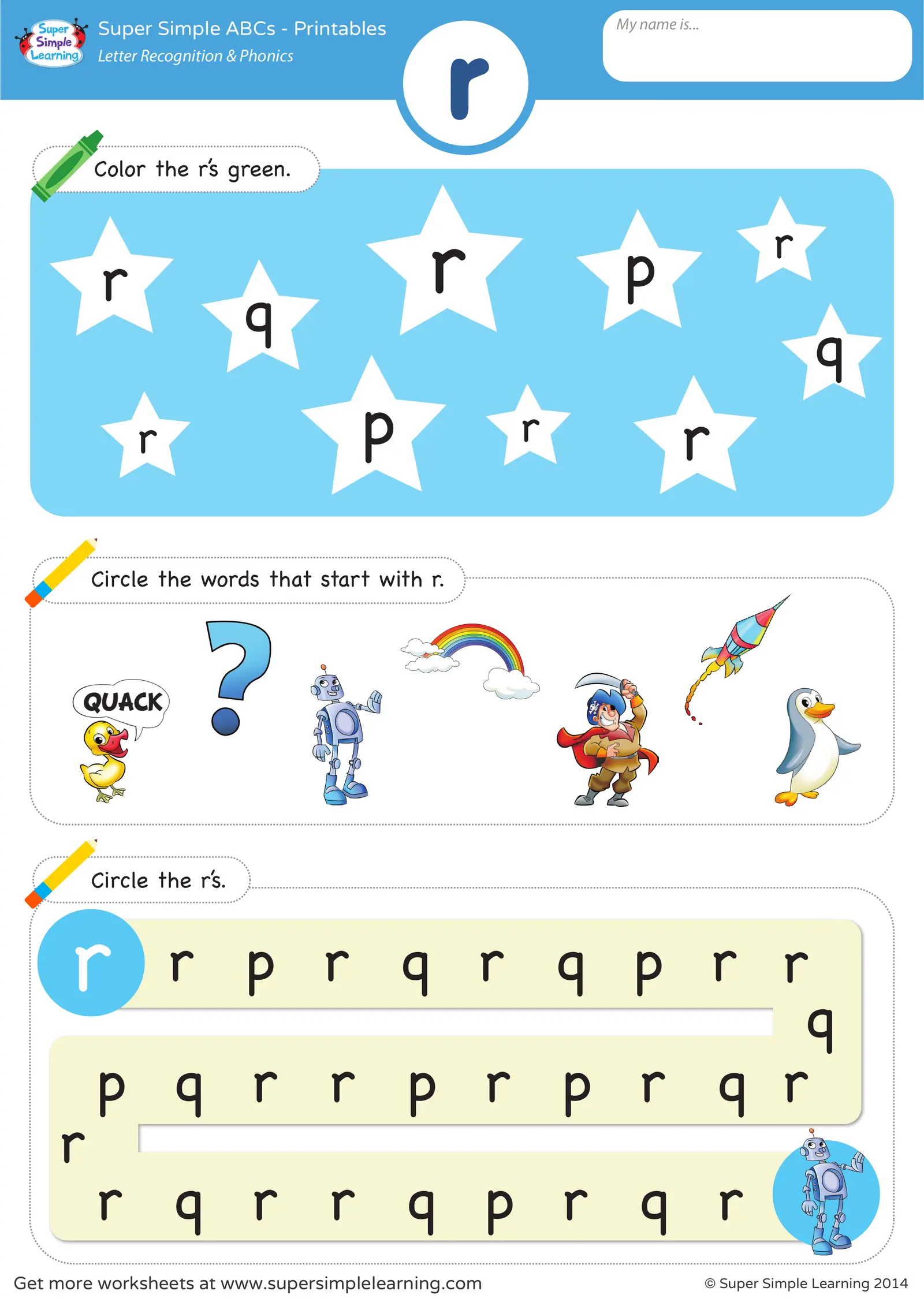 Letter R Phonics Worksheets