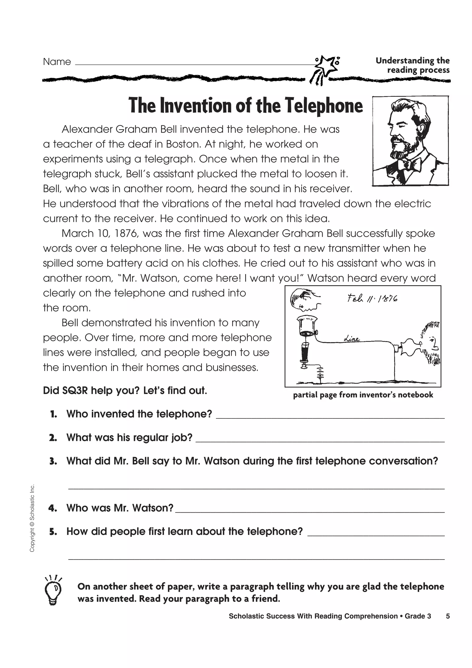 Alexander Graham Bell Worksheets Graham Bell Past Simple | PDF