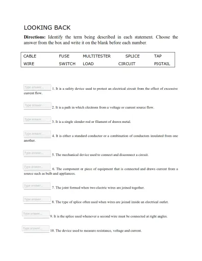 LOOKING BACK Interactive Worksheet – Edform
