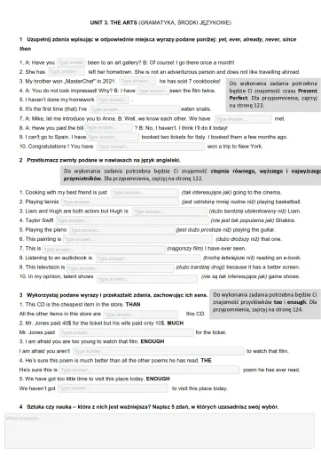 U3. The arts Interactive Worksheet – Edform