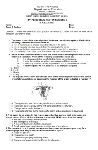 PT SCIENCE 5 Q2 Interactive Worksheet – Edform