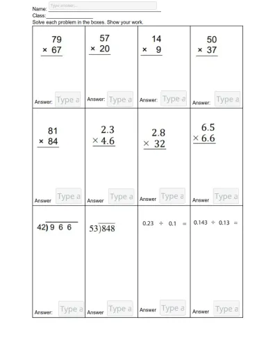 Review Computation Problems 9 16 2024 Interactive Worksheet – Edform