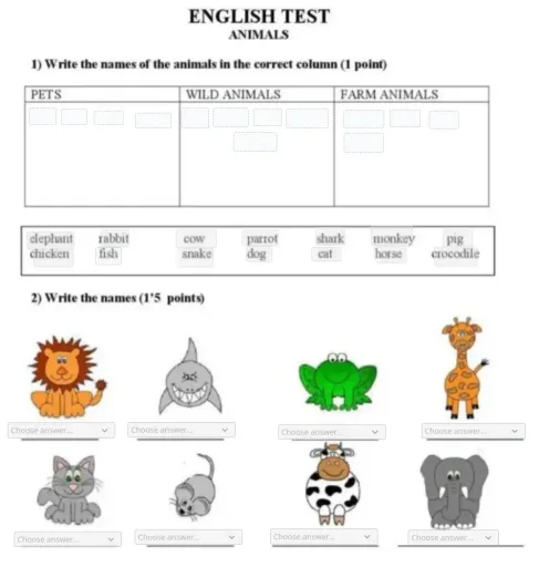 Amazing English1 U1 test Interactive Worksheet – Edform
