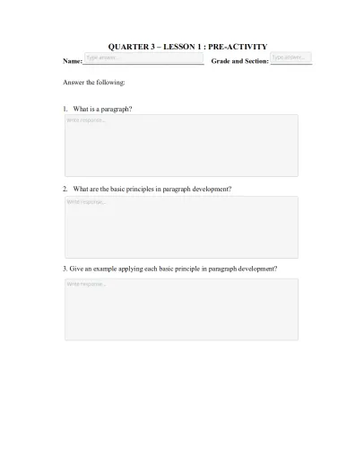QUARTER 3 LESSON 1 PRE ACTIVITY Interactive Worksheet – Edform