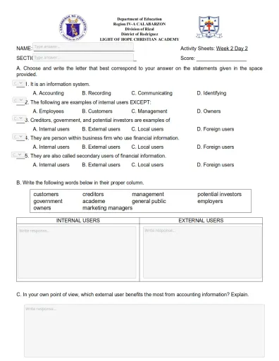 Week 2 Day 2 Interactive Worksheet Edform
