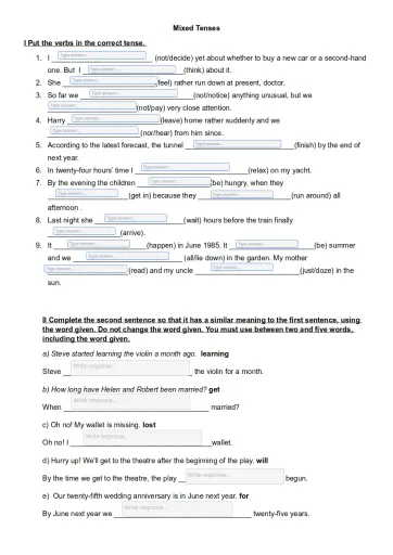 Mixed tenses Interactive Worksheet – Edform