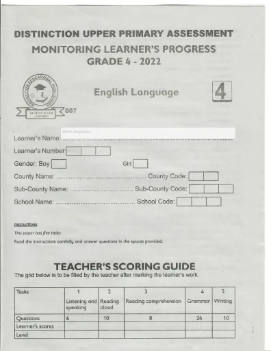 GRADE 4 END TERM 3 EXAM Interactive Worksheet – Edform