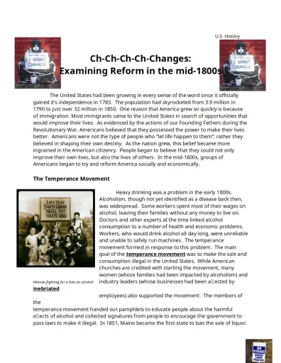 Reform movement Worksheet Interactive Worksheet – Edform