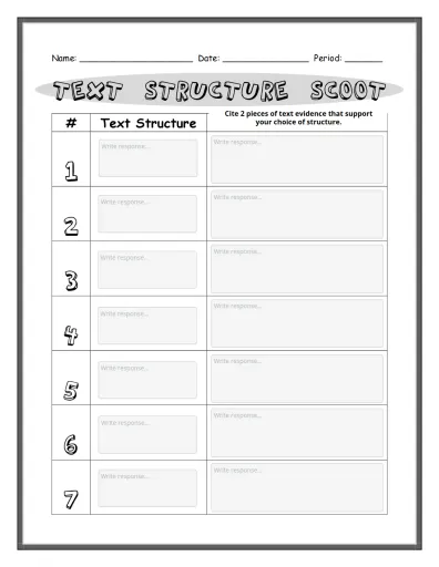 Text Structure SCOOT WKST Interactive Worksheet – Edform