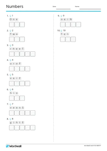 Numbers anagram Interactive Worksheet – Edform