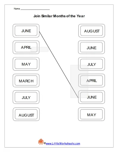 Word to Word Matching - Months Review Interactive Worksheet – Edform