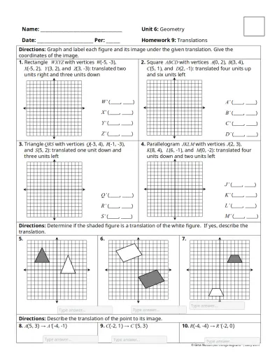 Translations Interactive Worksheet – Edform