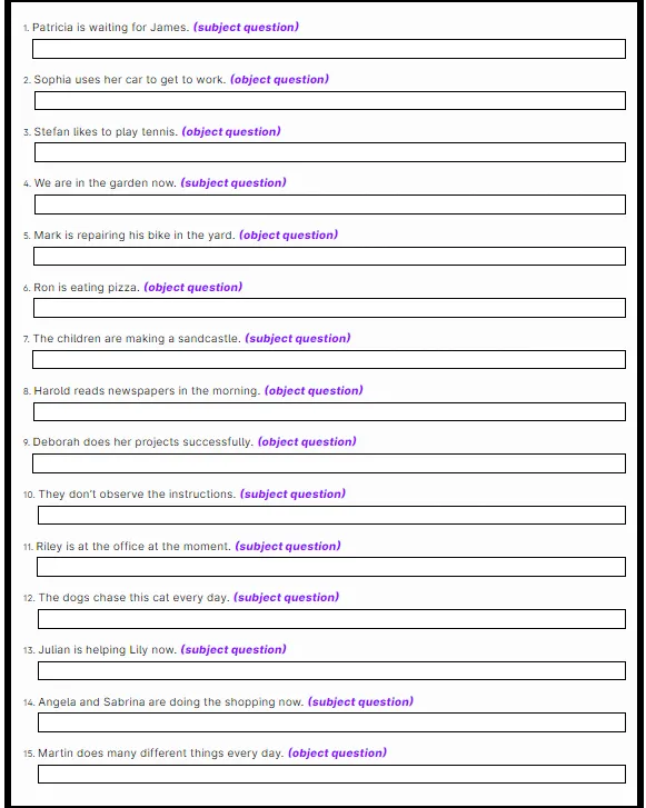 Subject and object questions 2 Interactive Worksheet – Edform