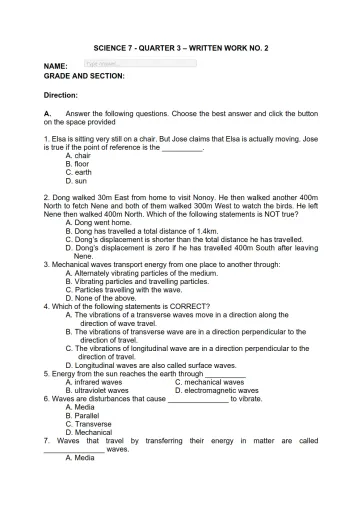 Q3 WRITTEN WORK NO. 2 Interactive Worksheet – Edform