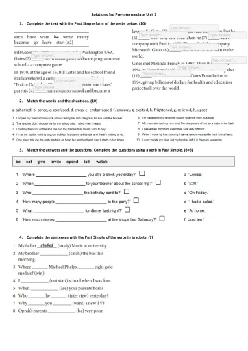 Solutions Pre Intermediate Unit 1_proba Interactive Worksheet – Edform