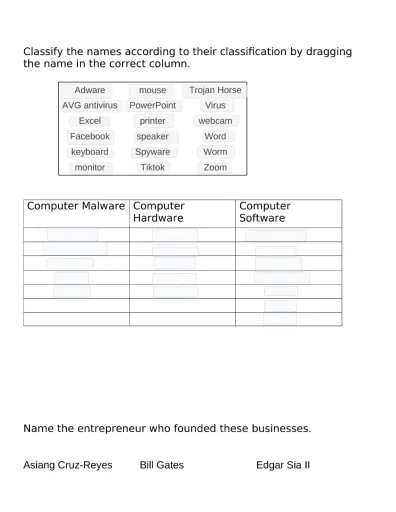 Seatwork Interactive Worksheet – Edform