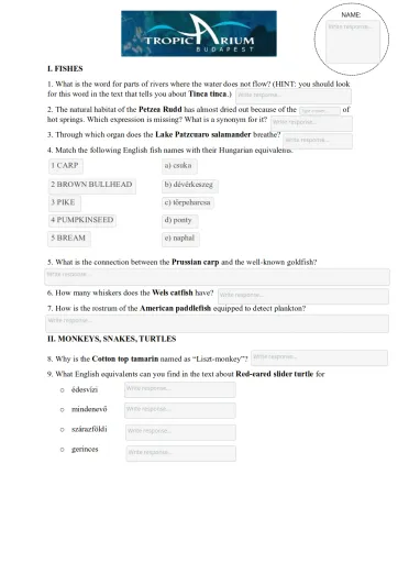 Tropicaruim worksheet Interactive Worksheet – Edform