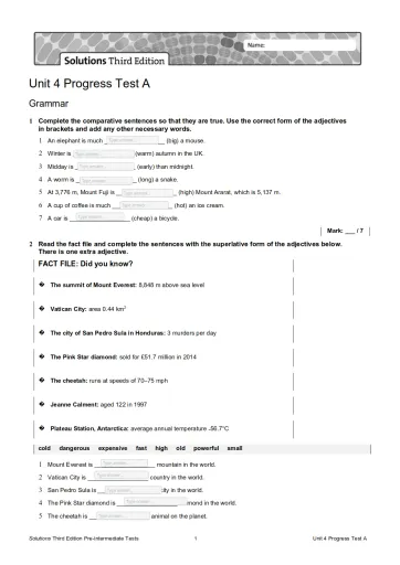 Sol3e preint u4 progress test a.doc Interactive Worksheet – Edform
