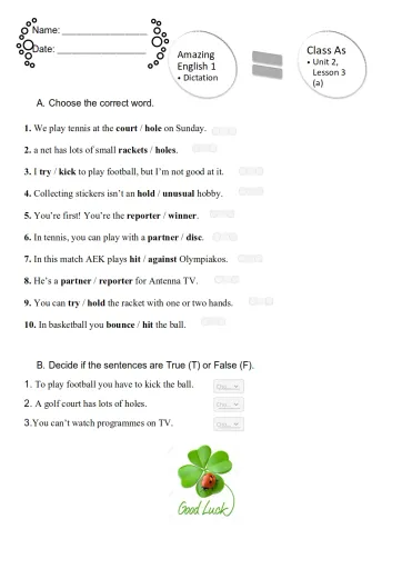 Dictation Unit 2 Lesson 3a Interactive Worksheet – Edform