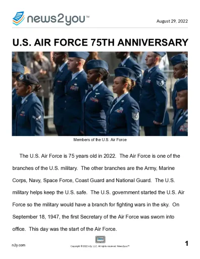 Us air force 75th anniversary advanced Interactive Worksheet – Edform