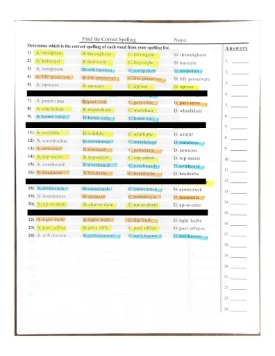 Wk 11 Spelling Test - 2 Interactive Worksheet – Edform
