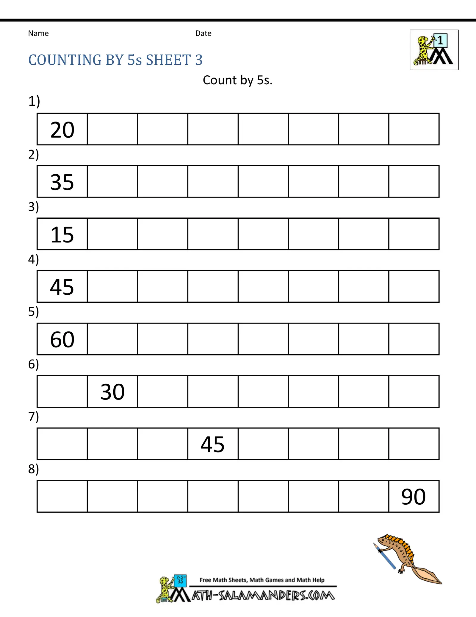Count by fives 5 100 #4 Interactive Worksheet – Edform