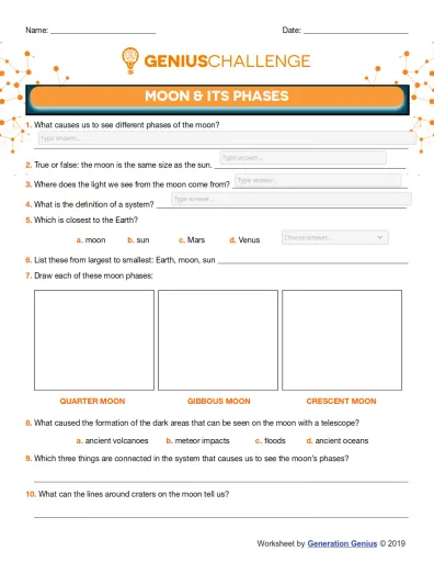 Moon Phases Interactive Worksheet – Edform