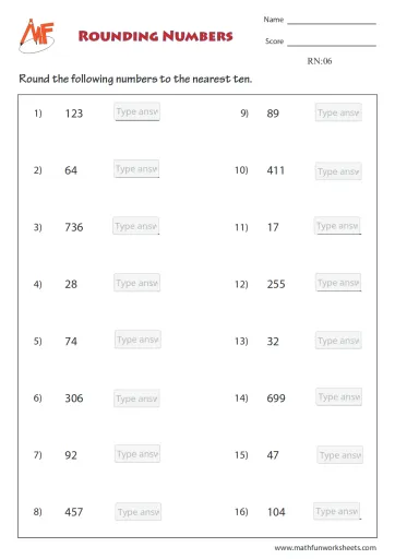 10/5/23 Rounding to Nearest 10s Interactive Worksheet – Edform