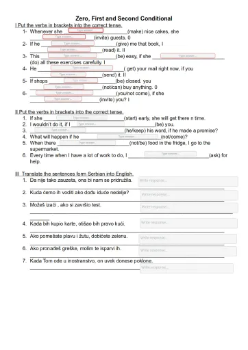 Conditionals 0,I,II Interactive Worksheet – Edform