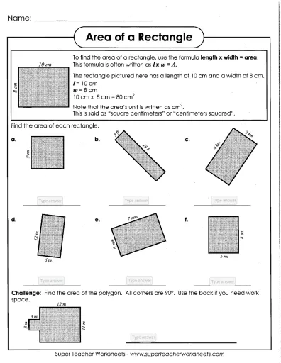 Finding Area Interactive Worksheet – Edform