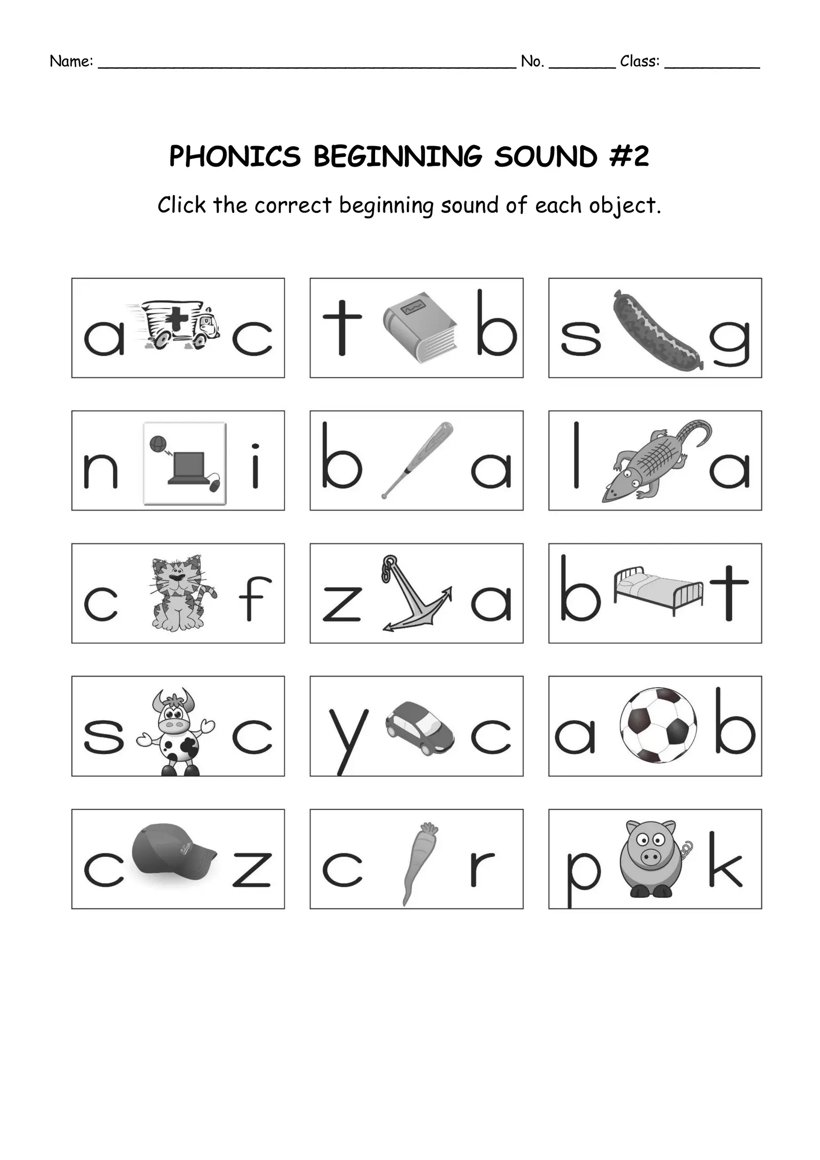PHONICS BEGINNING SOUND #2 Interactive Worksheet – Edform