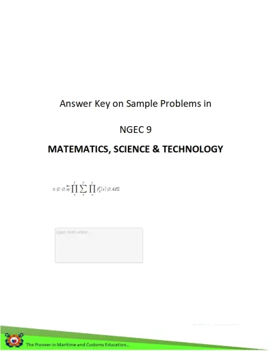 NGEC 9 MODULE 11 ANSWER KEY TO SAMPLE PROBLEMS Interactive Worksheet ...