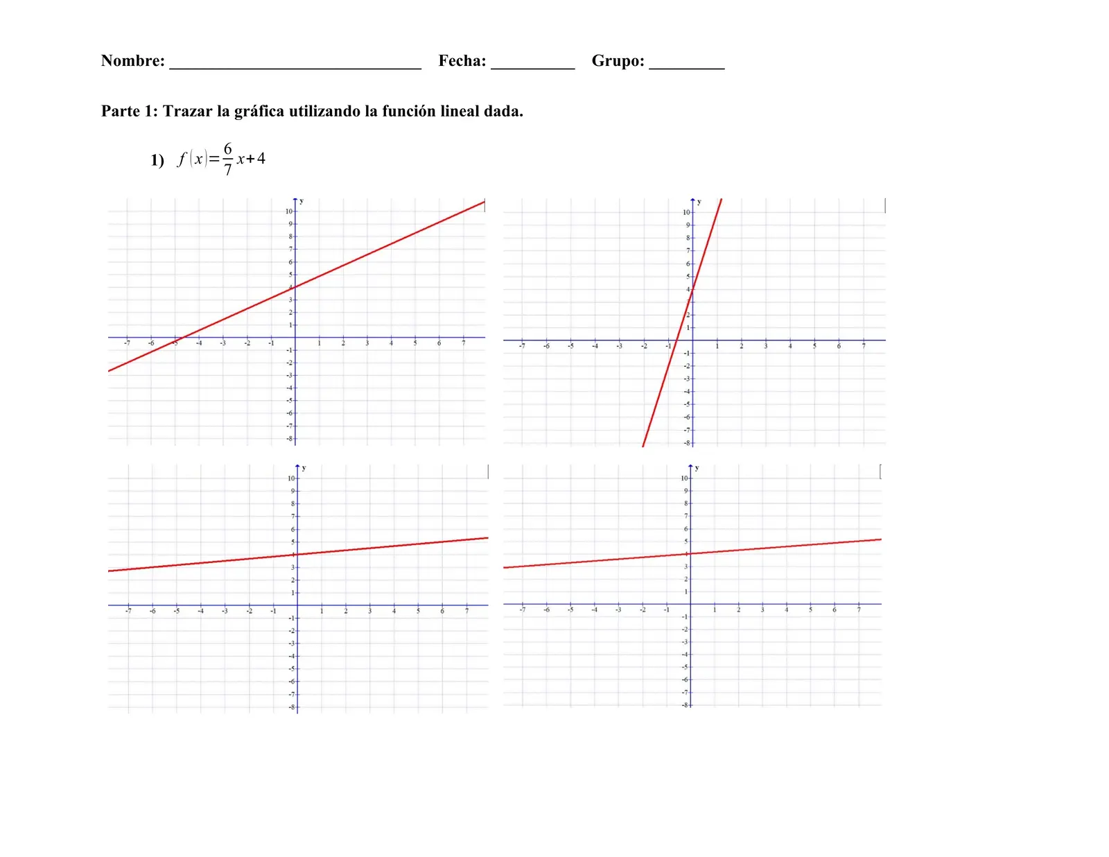Examen de Funciones Lineales Interactive Worksheet – Edform