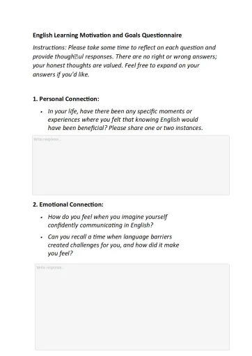 English Learning Motivation and Goals Questionnair Interactive ...