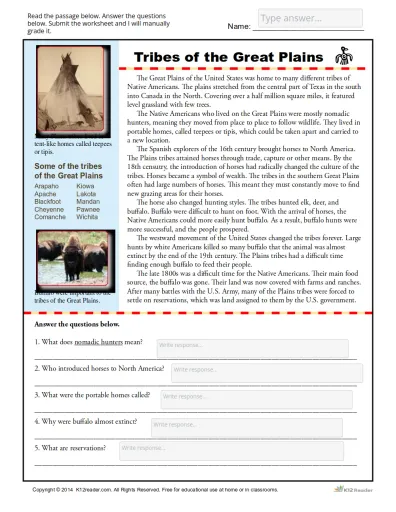 Tribes of the great plains Interactive Worksheet – Edform